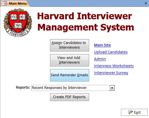 Harvard College Application Interview Software System