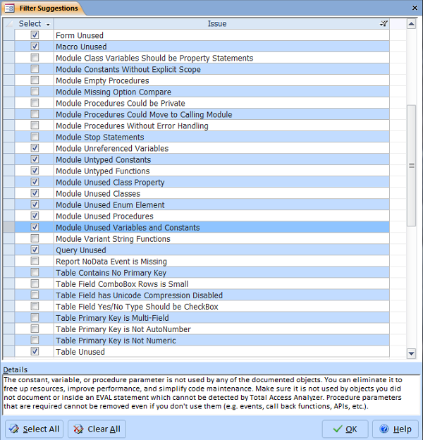 Finding And Deleting Unused Objects And Code In Microsoft Access Databases Including Tables