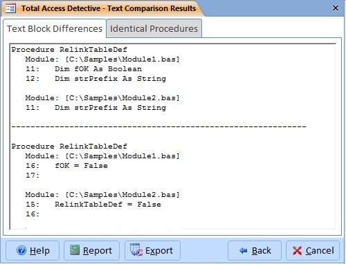 Compare two Microsoft Access Modules for Differences and Changes to your VBA code, classes ...